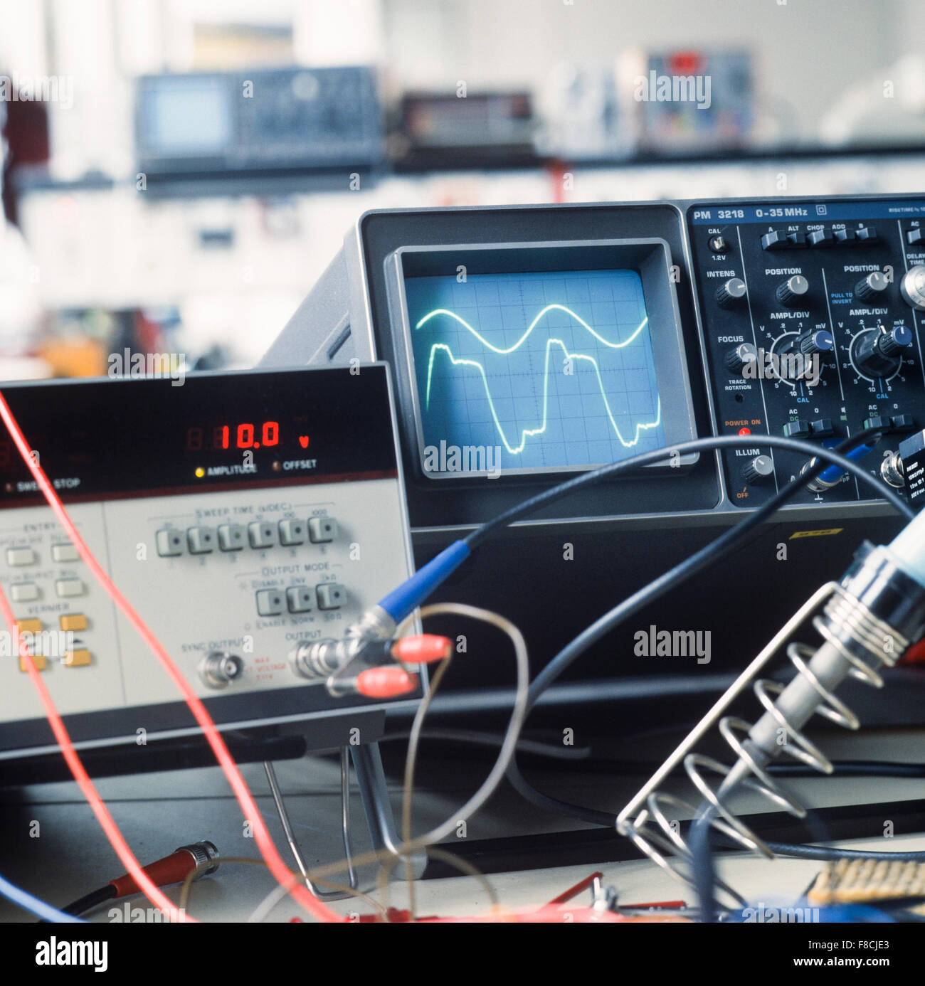 oscilloscope in an elctronic testing lab Stock Photo - Alamy