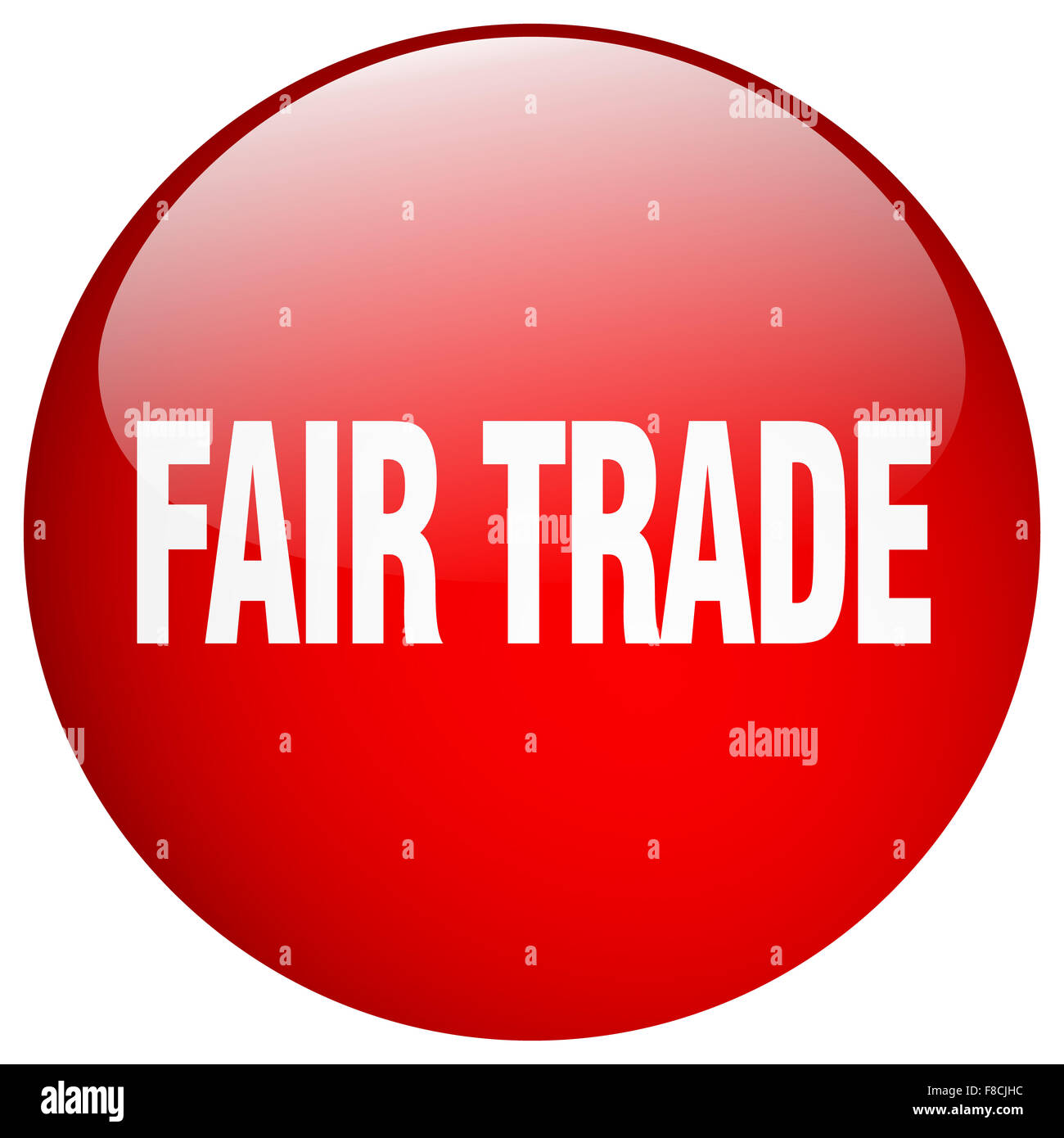 fair trade red round gel isolated push button Stock Photo - Alamy