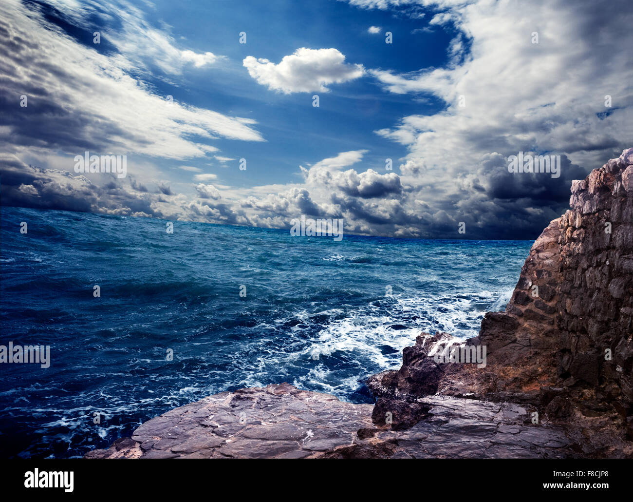 Ocean storm and rocks Stock Photo - Alamy