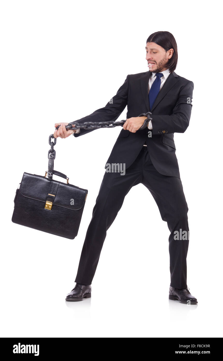 Man with chain isolated on the white Stock Photo - Alamy