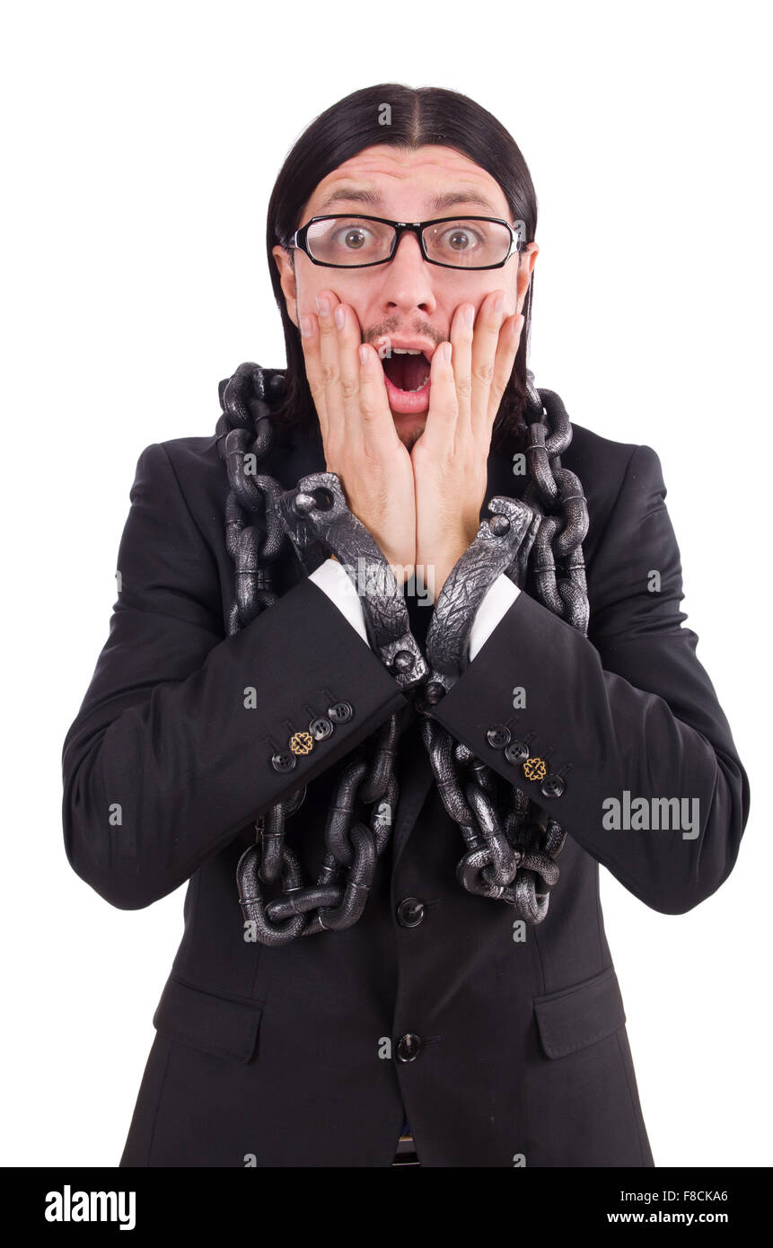Man with chain isolated on the white Stock Photo - Alamy