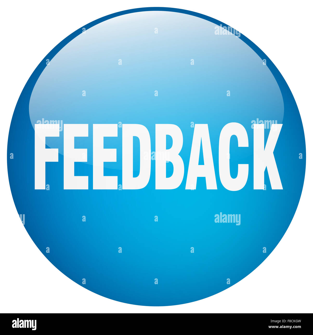 feedback blue round gel isolated push button Stock Photo - Alamy