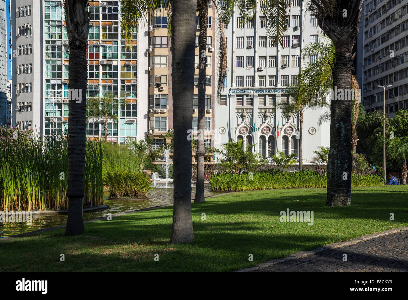 Largo da Carioca, Park and High-rise buildings, Rio de Janeiro, Brazil ...
