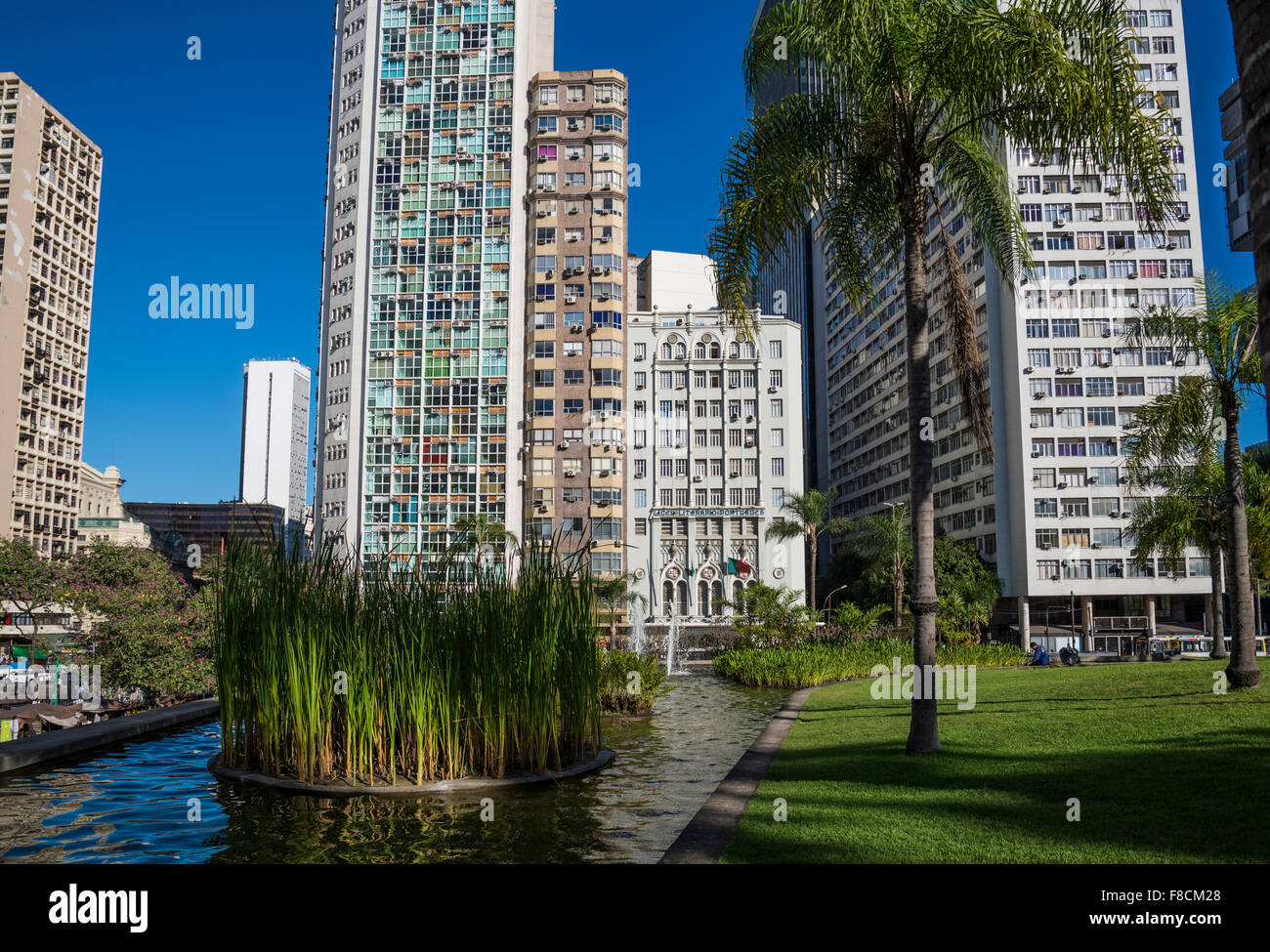 Largo da Carioca, Park and High-rise buildings, Rio de Janeiro, Brazil ...