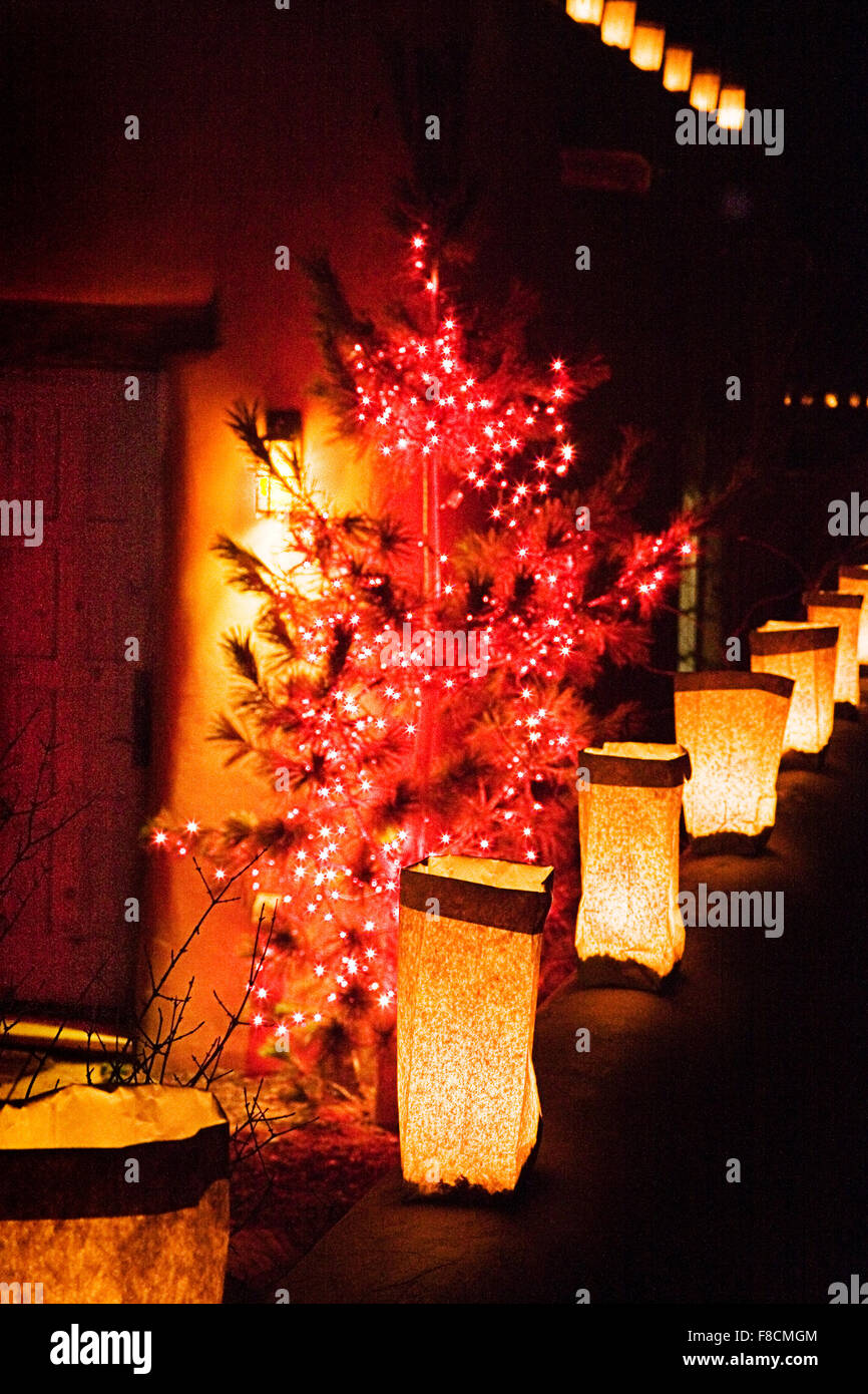 Faralitos and luminarias are traditional Christmas lights that decorate ...