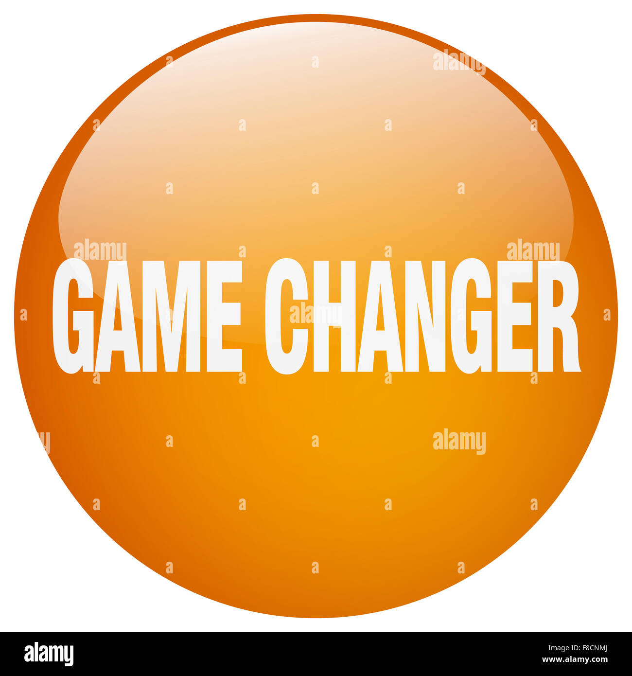 game changer orange round gel isolated push button Stock Photo - Alamy