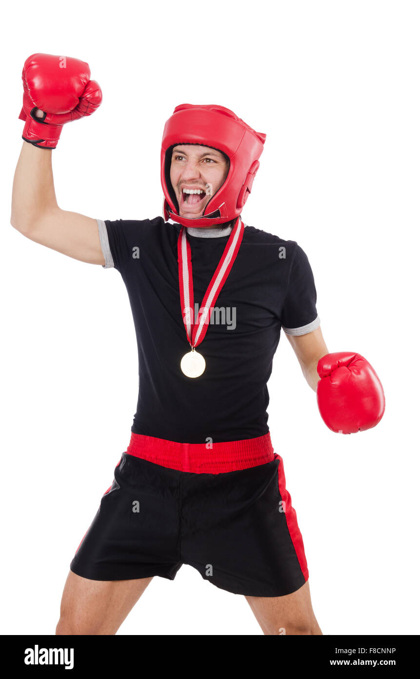 Funny boxer isolated on the white Stock Photo - Alamy