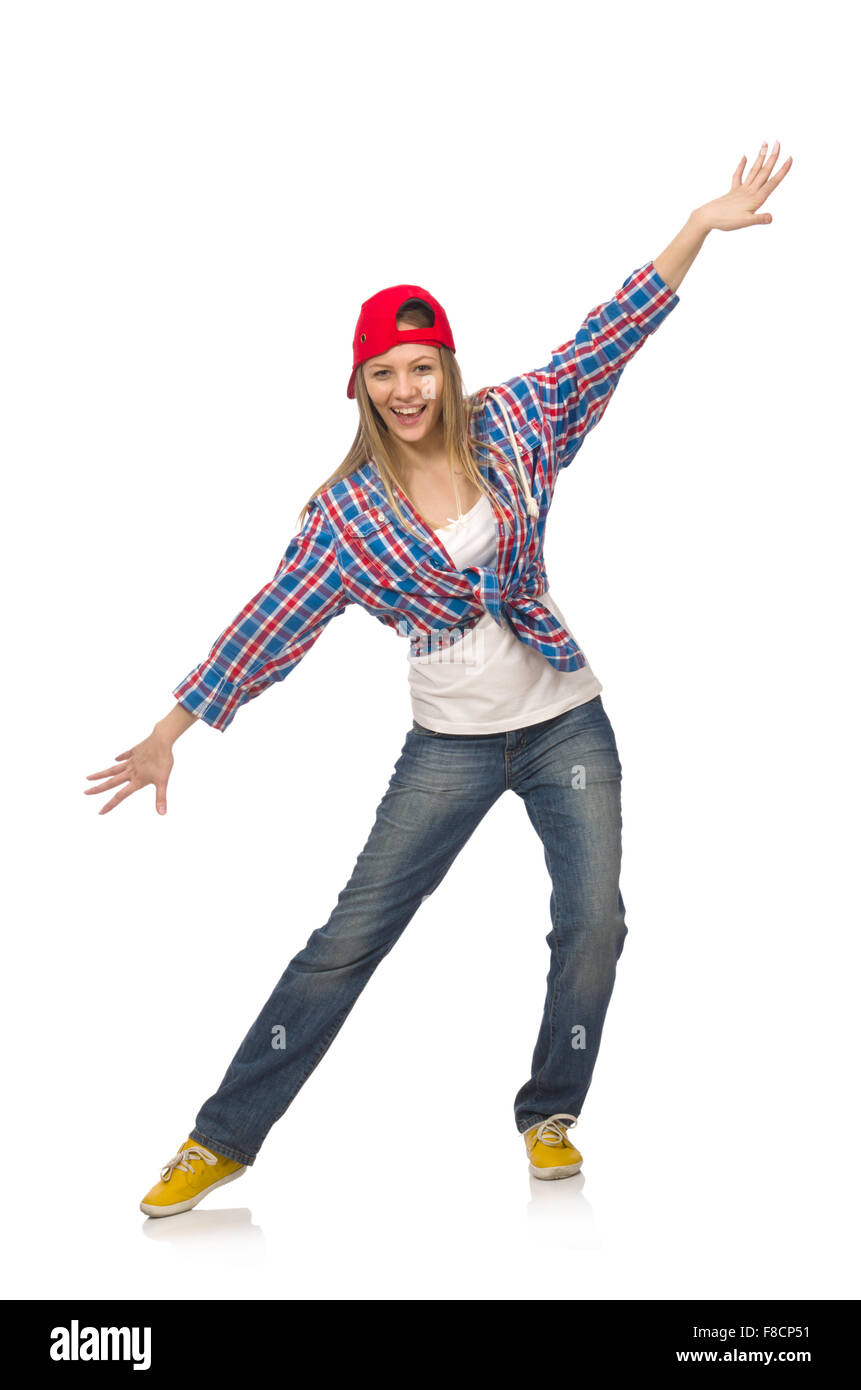 Woman dancer isolated on white Stock Photo - Alamy