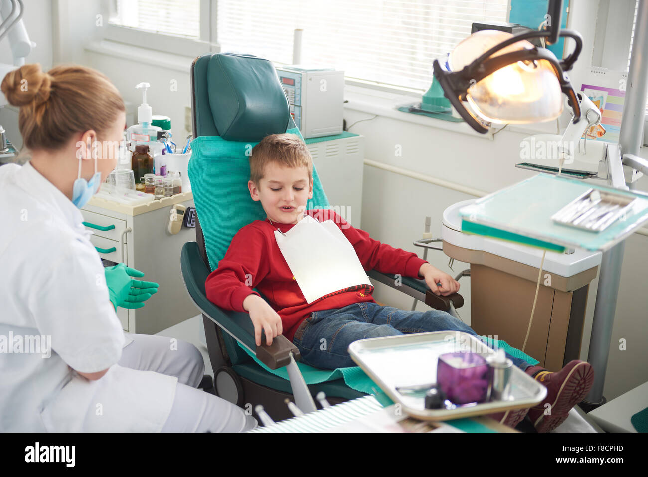 Young boy in a dental surgery teeth chech Stock Photo - Alamy