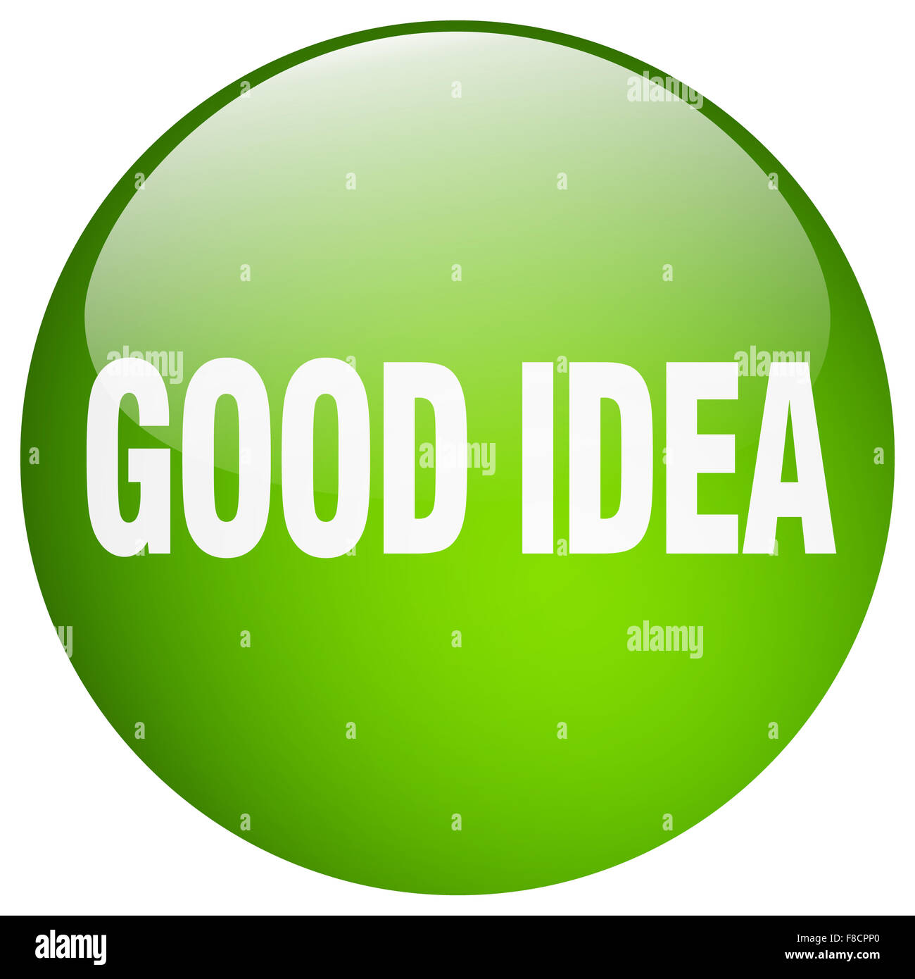 good idea green round gel isolated push button Stock Photo - Alamy