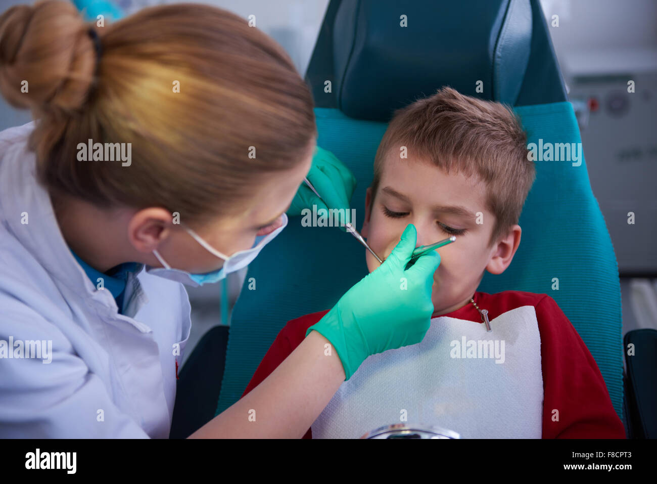 Young boy in a dental surgery teeth chech Stock Photo - Alamy