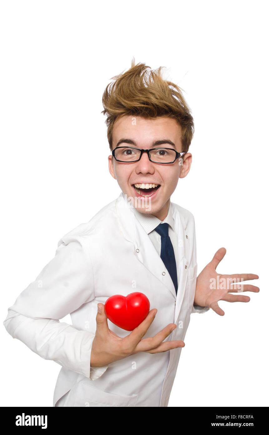 Funny doctor isolated on white Stock Photo - Alamy