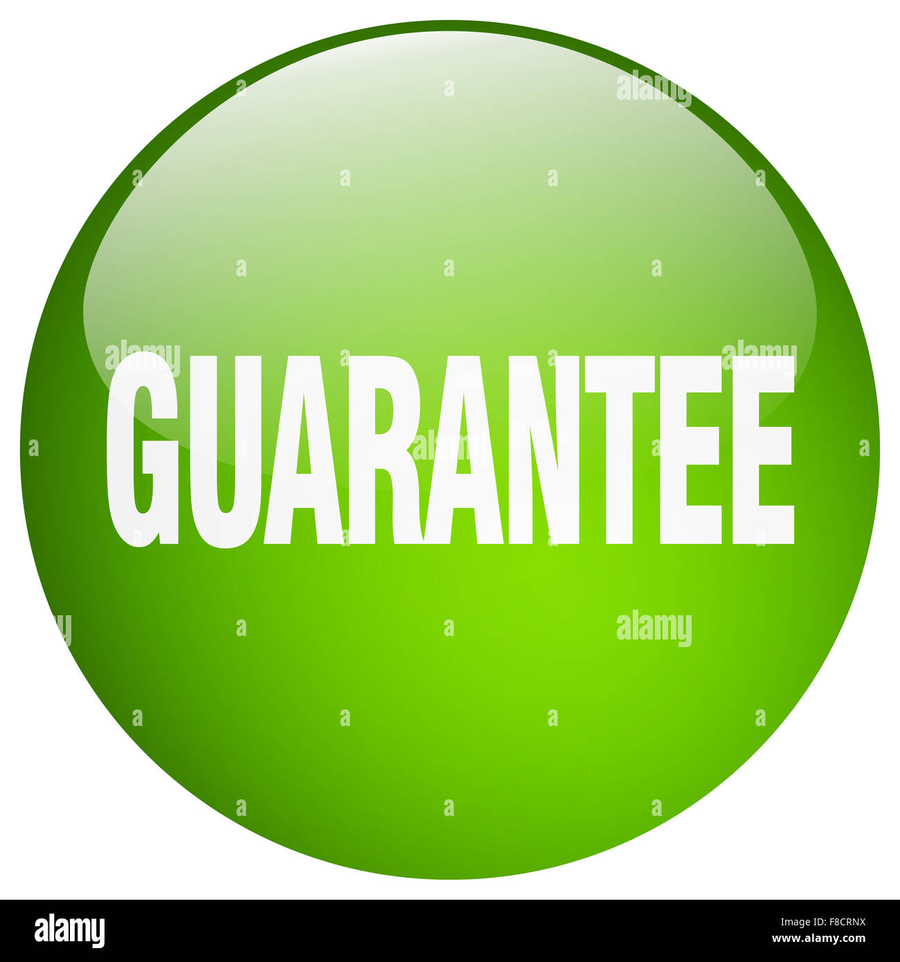 guarantee green round gel isolated push button Stock Photo - Alamy