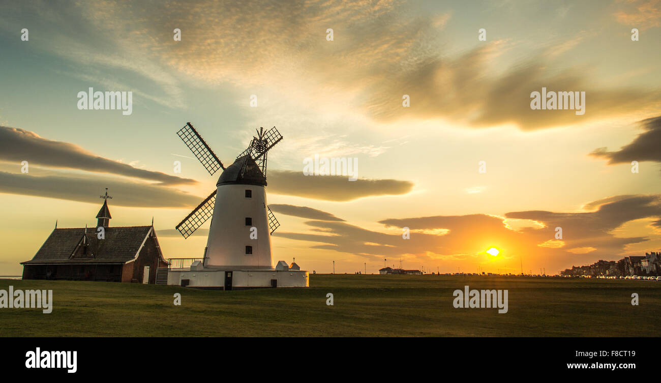 Lytham Windmill sunset. Fylde coast near Blackpool Stock Photo - Alamy