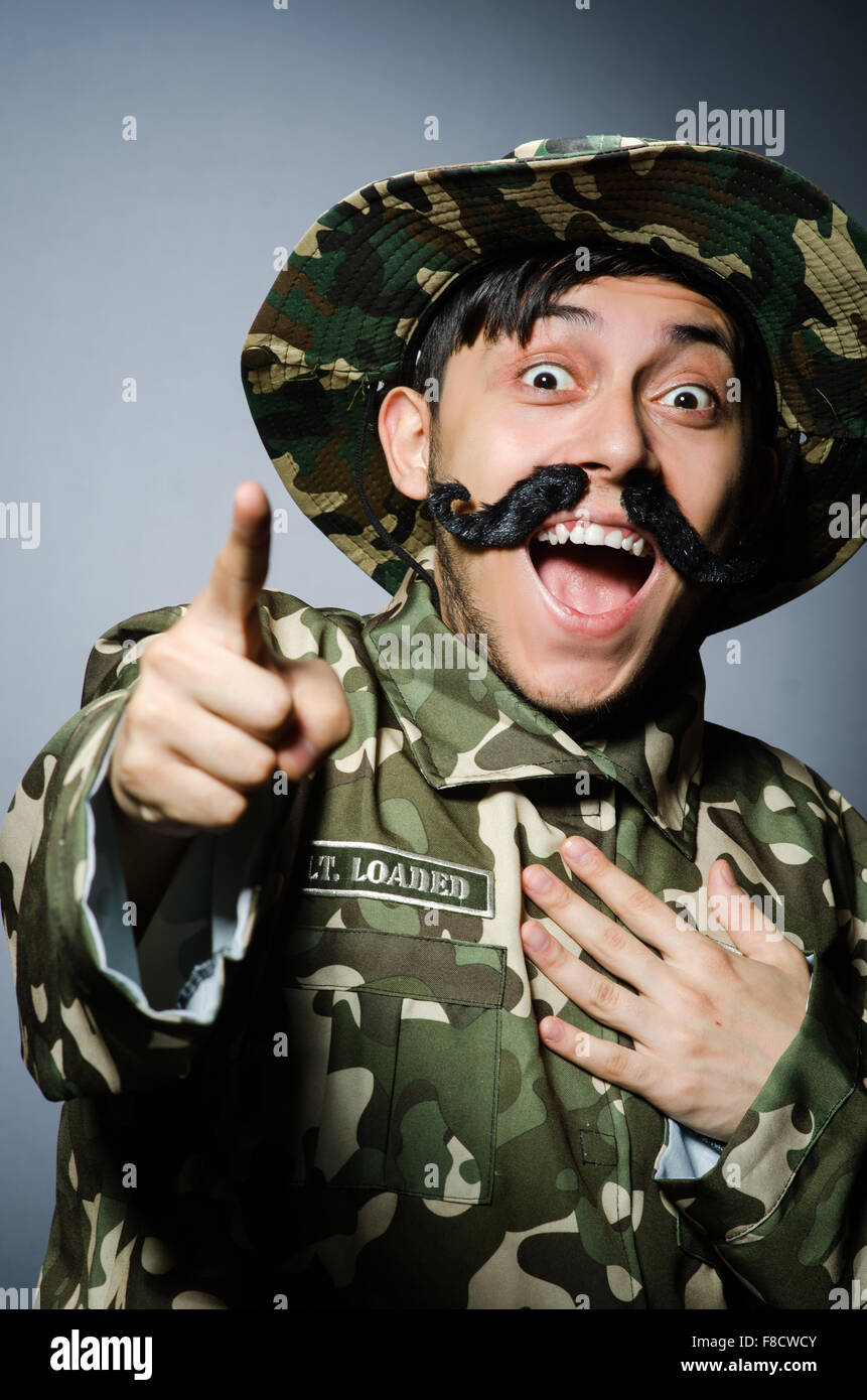 Funny soldier in military concept Stock Photo - Alamy