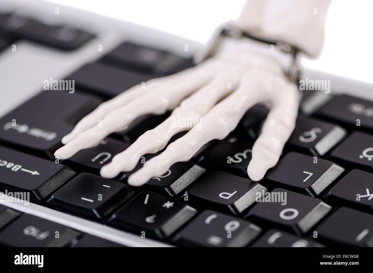 Skeleton working on the keyboard Stock Photo - Alamy
