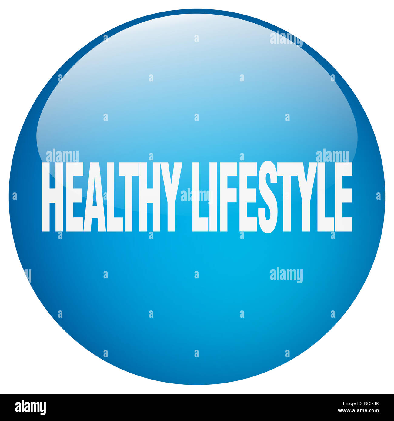 healthy lifestyle blue round gel isolated push button Stock Photo - Alamy