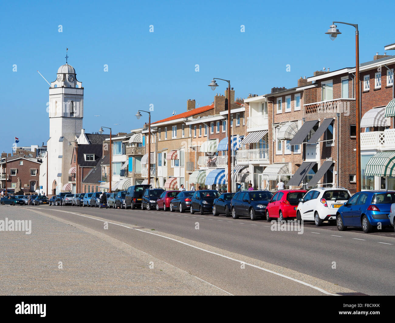 Row of houses and old church of Katwijk, Netherlands Stock Photo - Alamy