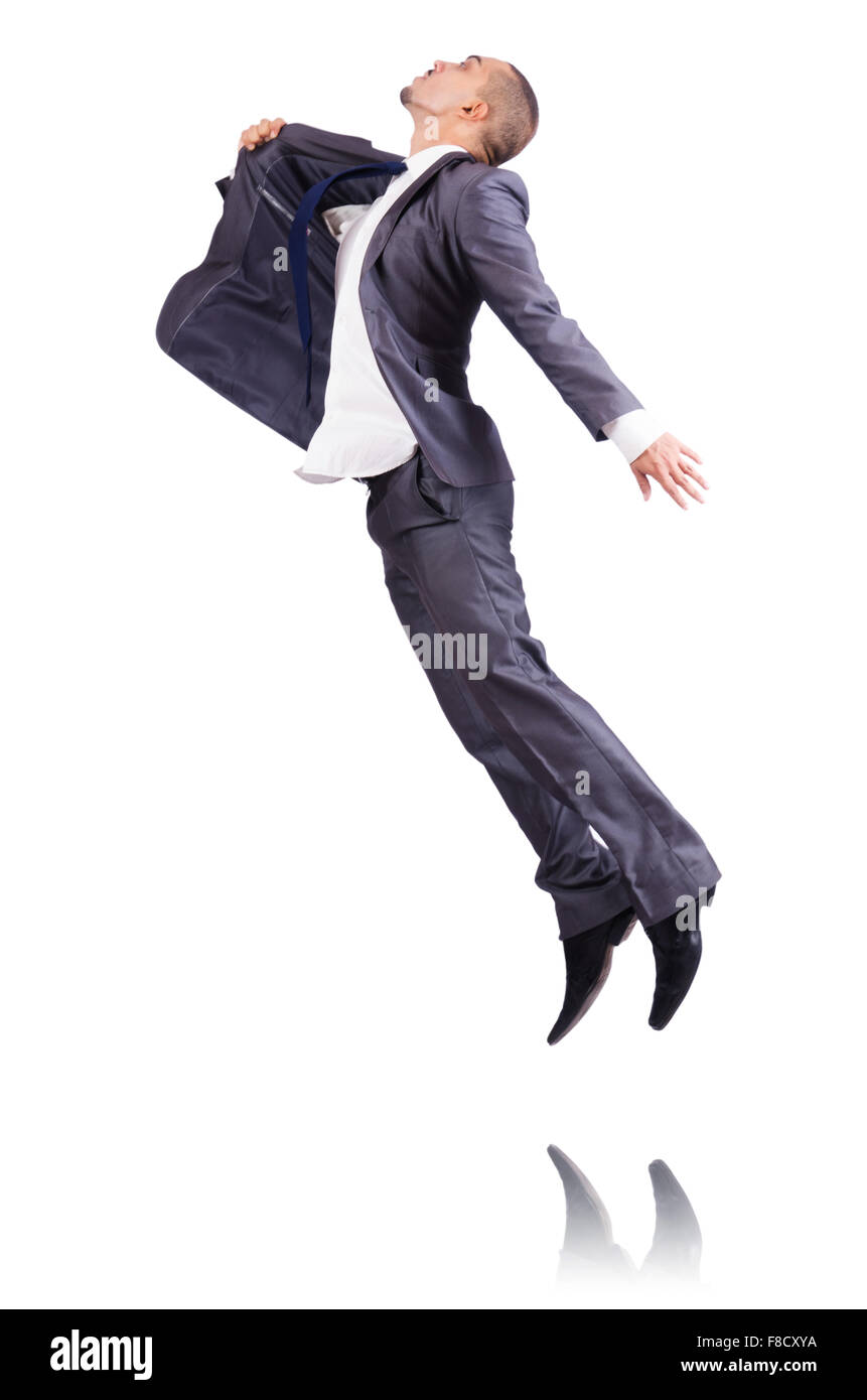 Dancing businessman isolated on white Stock Photo - Alamy