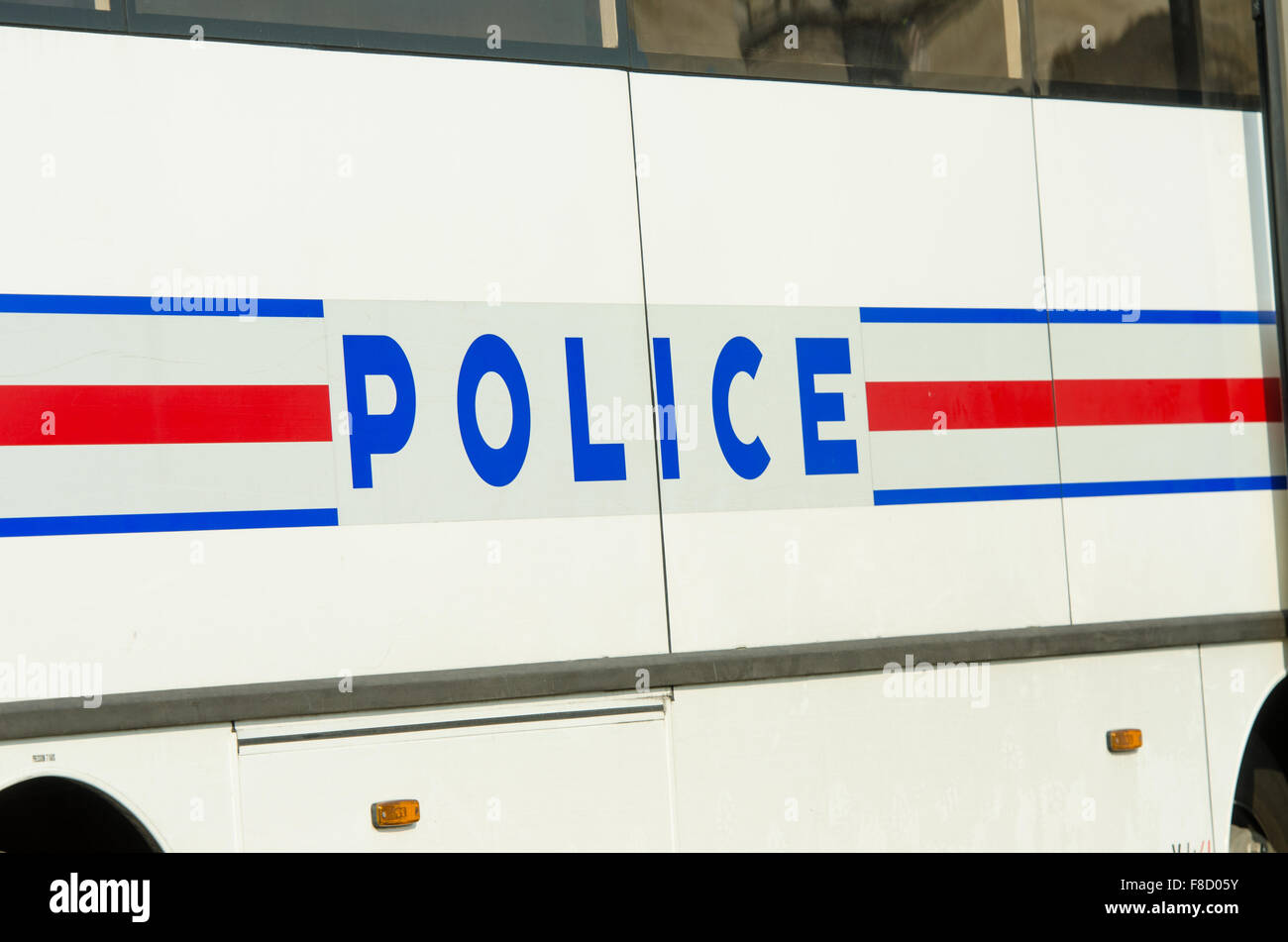 Police bus on the street Stock Photo - Alamy