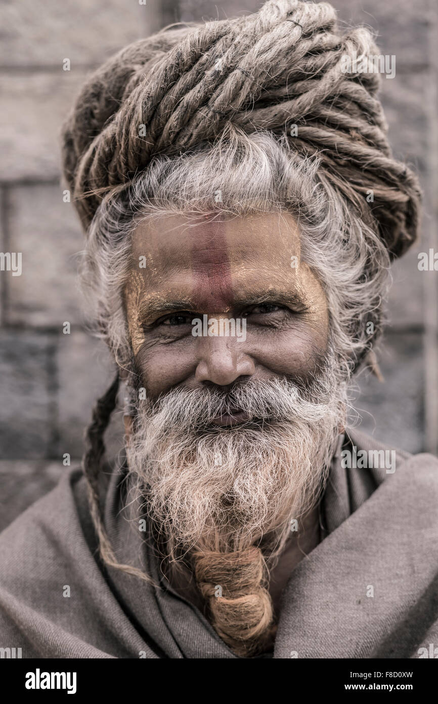 Portrait male indian sadhu face hi-res stock photography and images - Alamy