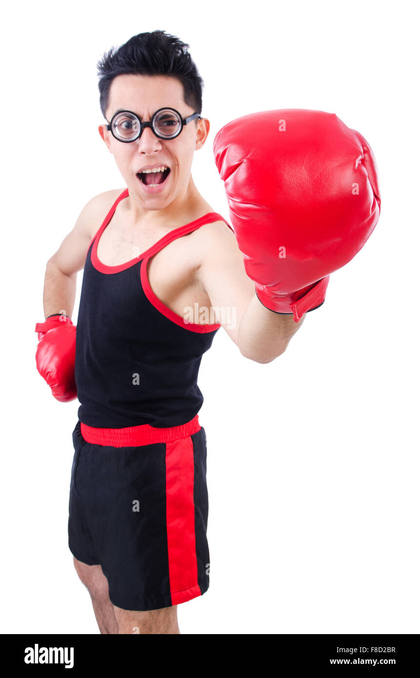 Funny boxer isolated on the white background Stock Photo - Alamy