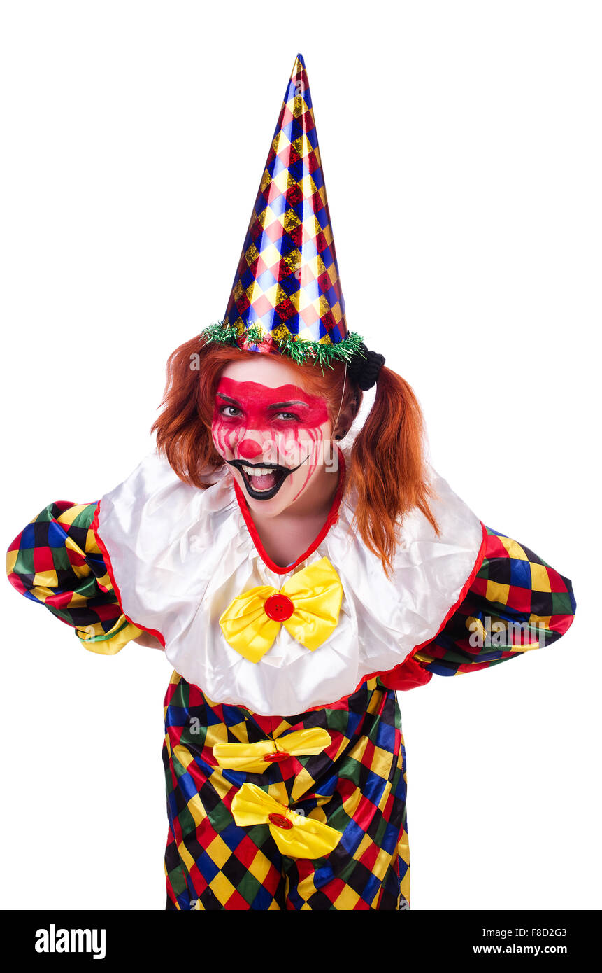 Clown in the costume isolated on white Stock Photo - Alamy