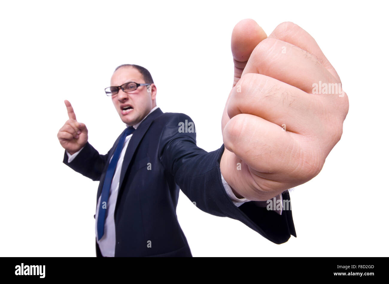 Funny businessman isolated on white Stock Photo - Alamy