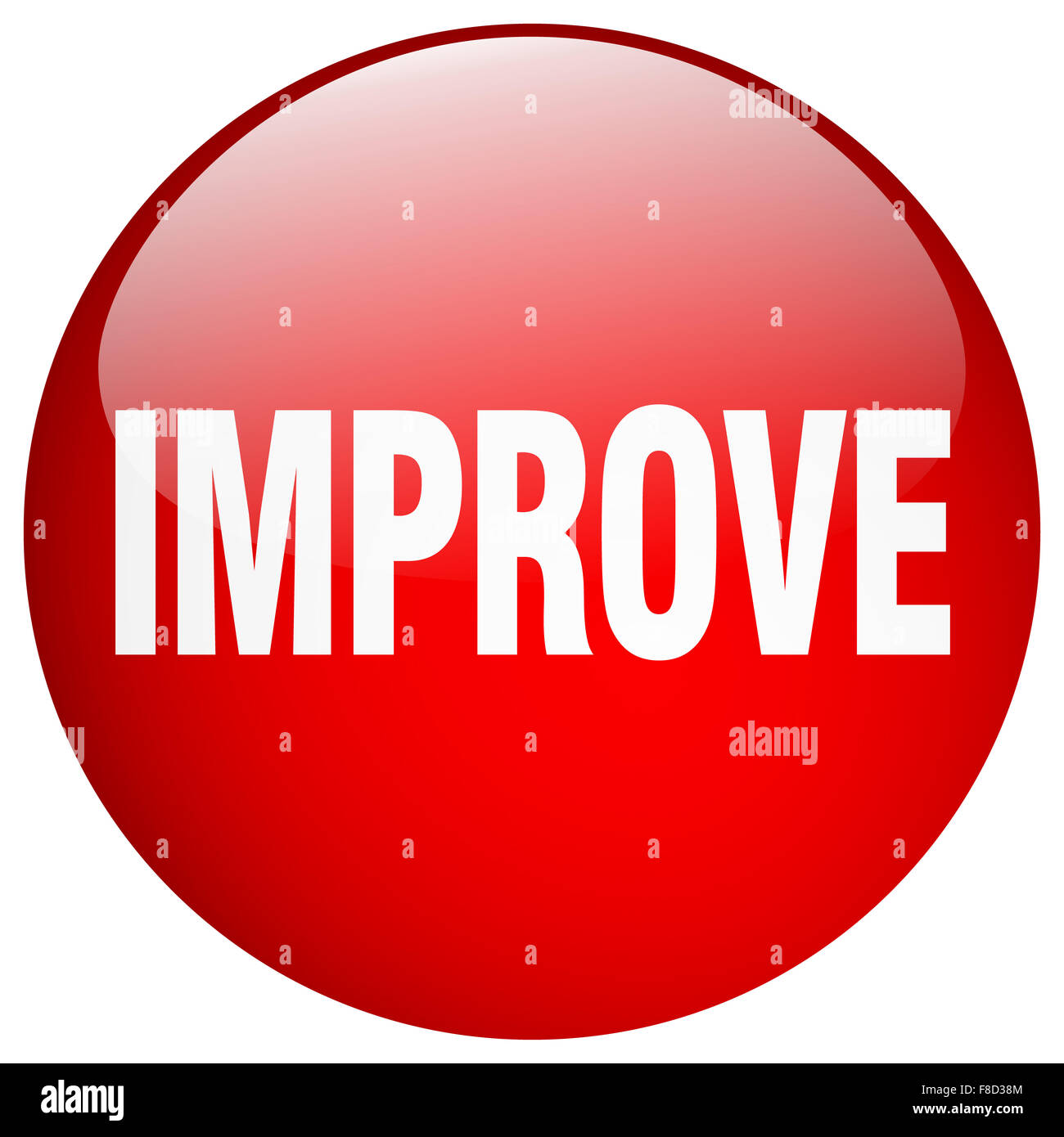 improve red round gel isolated push button Stock Photo - Alamy