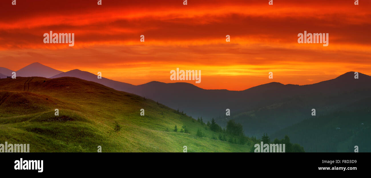 Mountain red sunset Stock Photo - Alamy