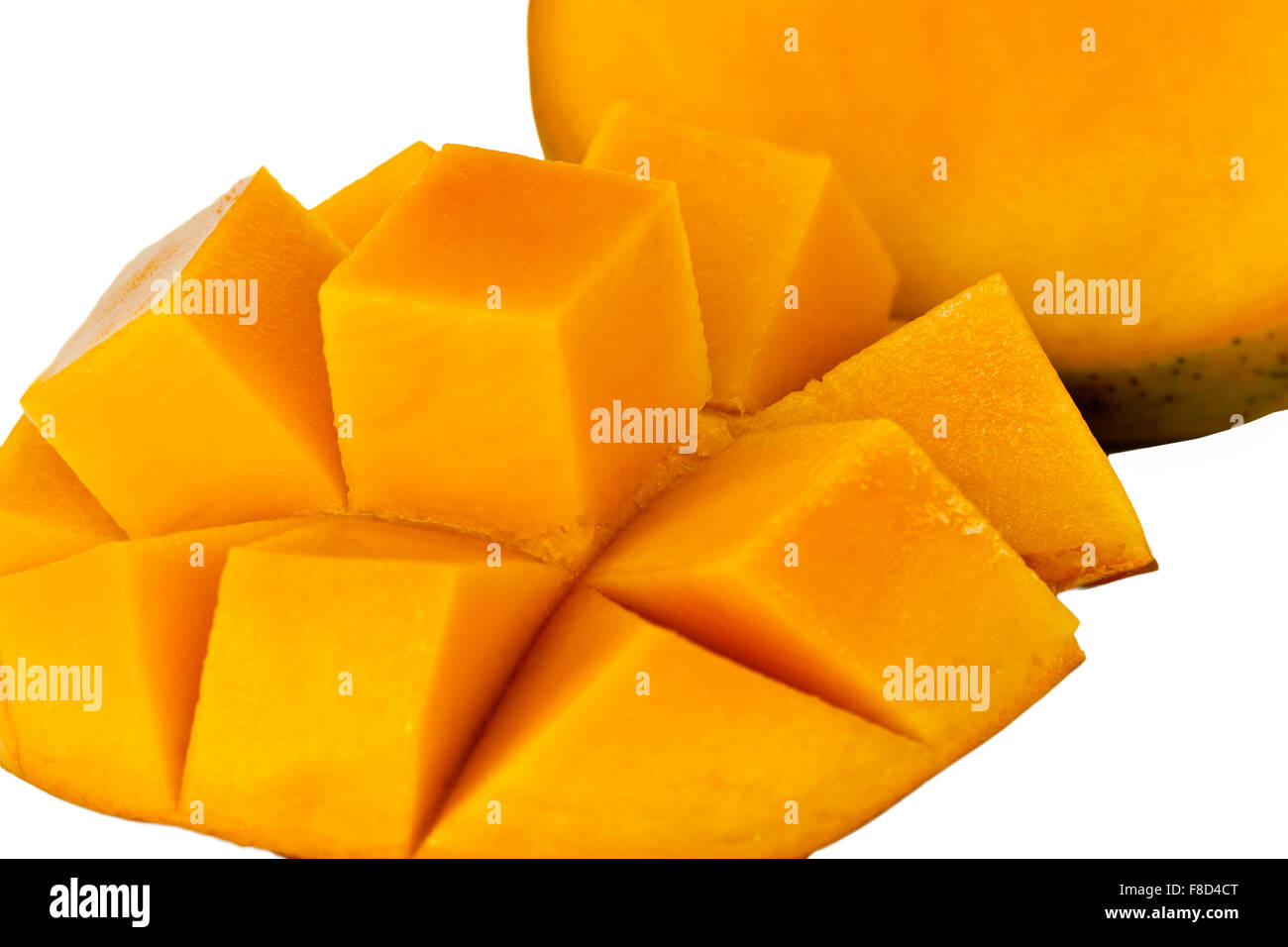 mango cubed on white background Stock Photo - Alamy