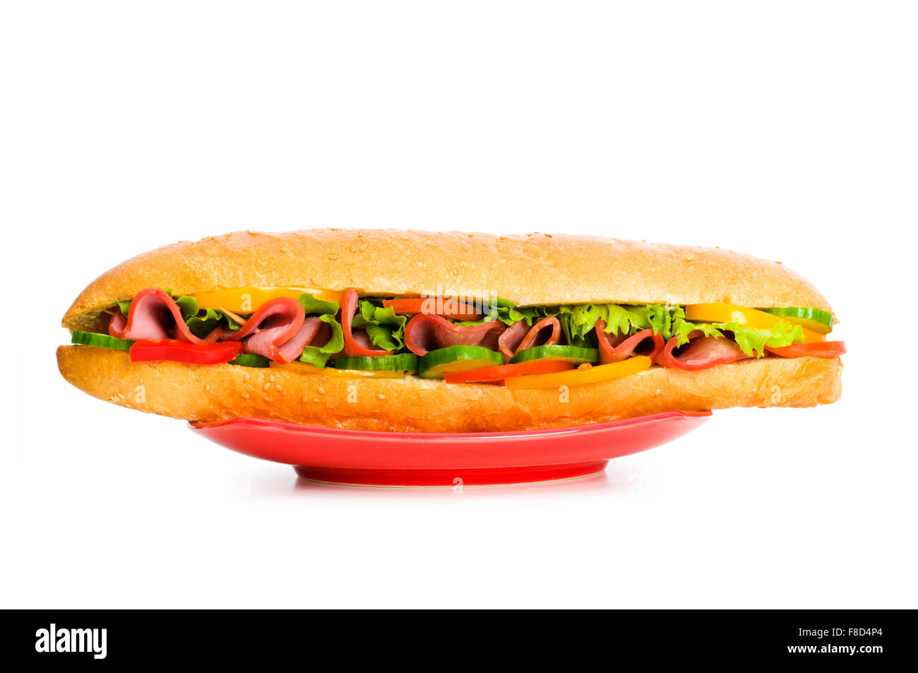 Long sandwich isolated on the white background Stock Photo - Alamy
