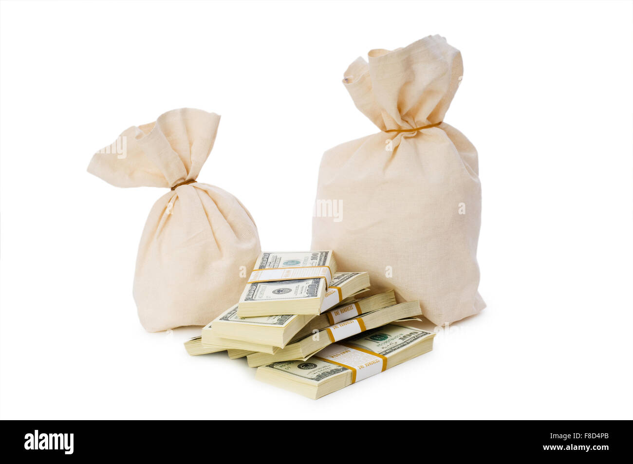 Sacks of money isolated on the white Stock Photo - Alamy