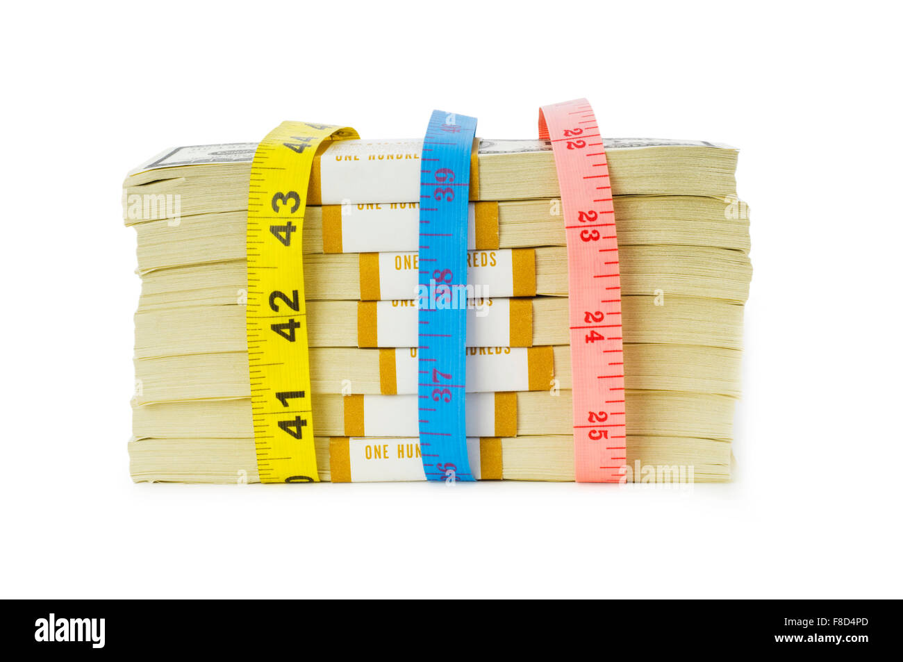 Financial concept - measuring money isolated on white Stock Photo - Alamy