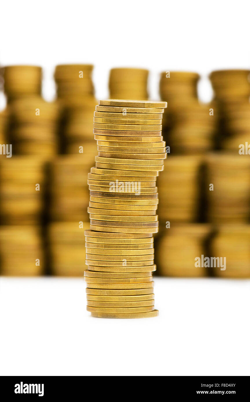 Stack of coins isolated on the white Stock Photo - Alamy