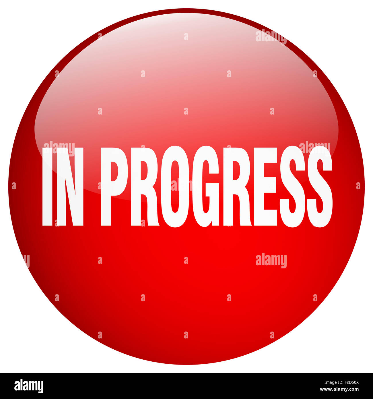 in progress red round gel isolated push button Stock Photo - Alamy