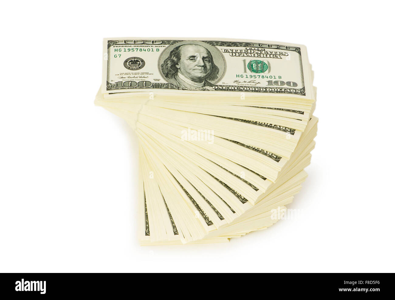 Stack of dollars isolated on the white Stock Photo - Alamy