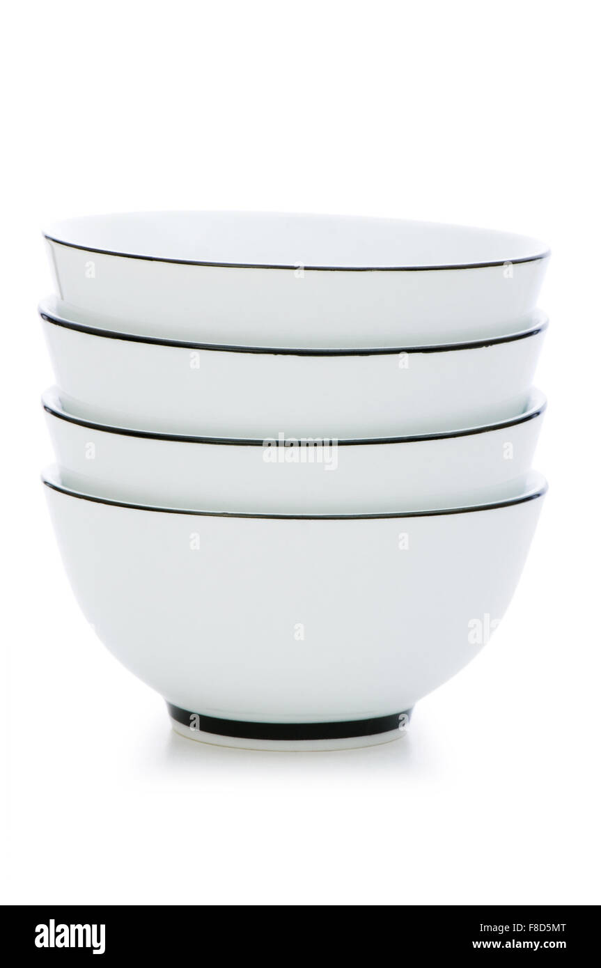 Stack of bowls isolated on the white Stock Photo - Alamy