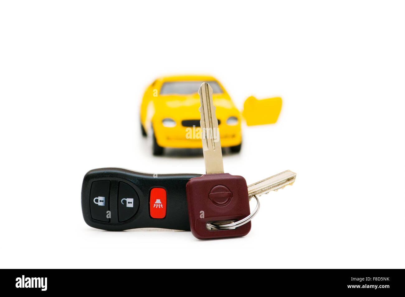Car keys and car at background isolated on white Stock Photo - Alamy