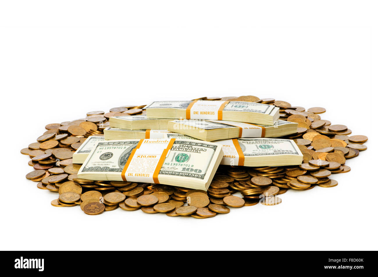 Stack of dollars isolated on the white Stock Photo - Alamy