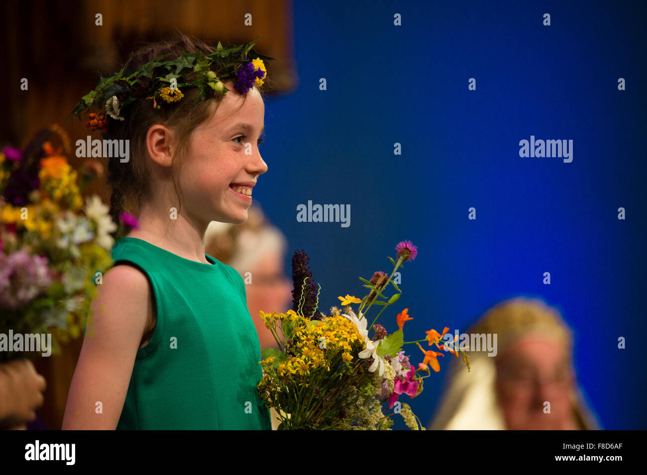 Young flower girls at The National Eisteddfod of Wales , held near ...