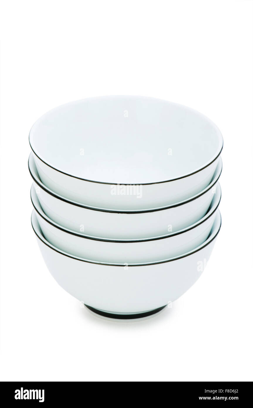 Stack of bowls isolated on the white Stock Photo - Alamy
