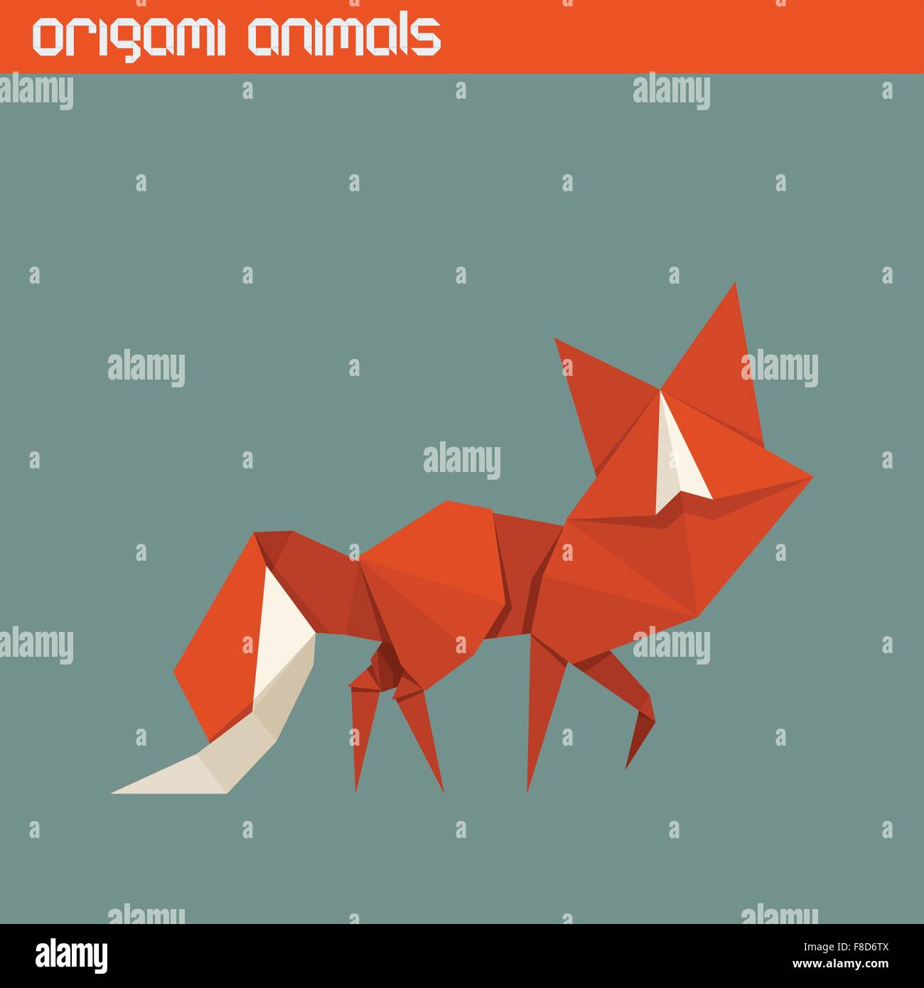 Vector origami isolated animal. Cute triangle Fox Stock Vector Image ...