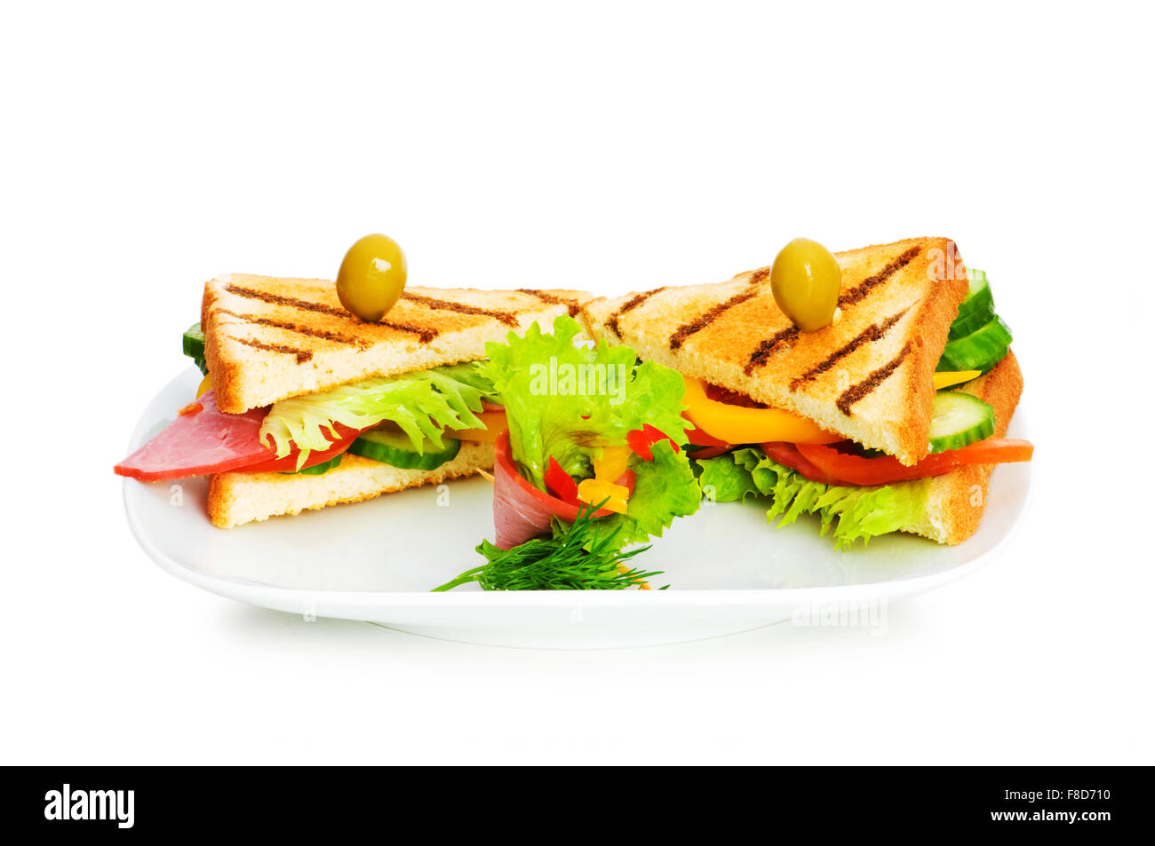 Toasted bread with filling isolated on the white Stock Photo - Alamy