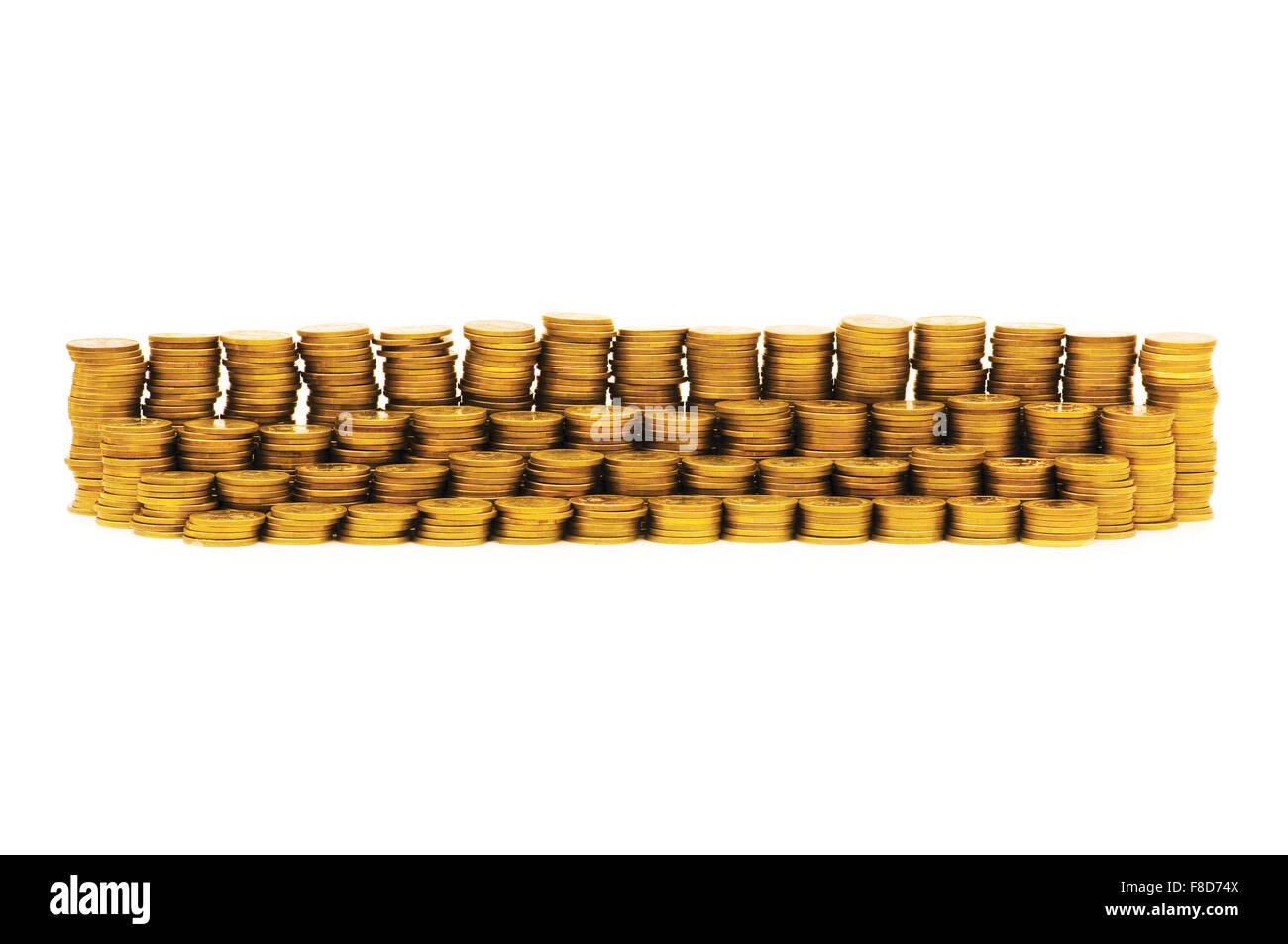 Stack of coins isolated on the white Stock Photo - Alamy