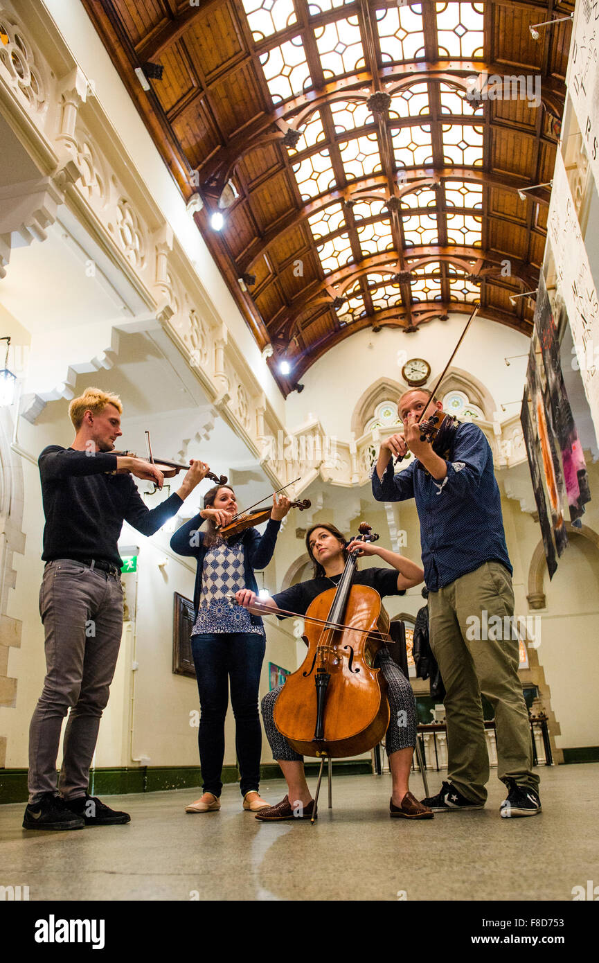 Young classical musicians: The Solem String Quartet playing in the ...
