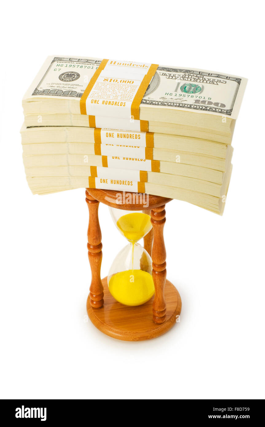 Time is money concept with dollars and hourglass Stock Photo - Alamy