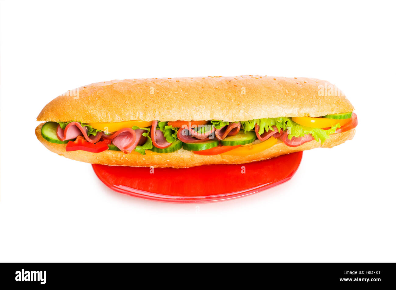 Long sandwich isolated on the white background Stock Photo - Alamy