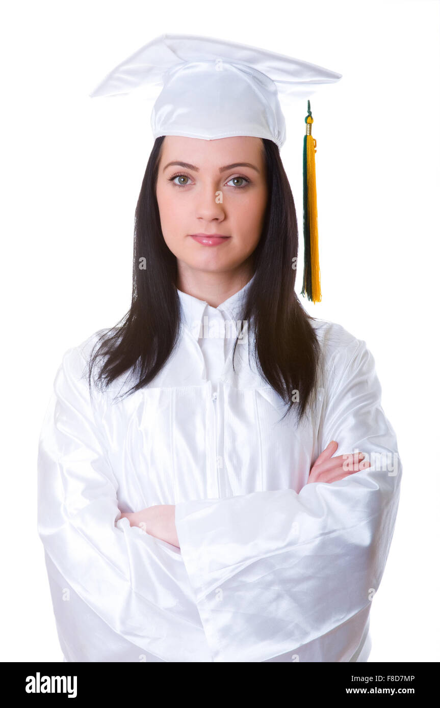 Young graduate isolated on the white background Stock Photo - Alamy
