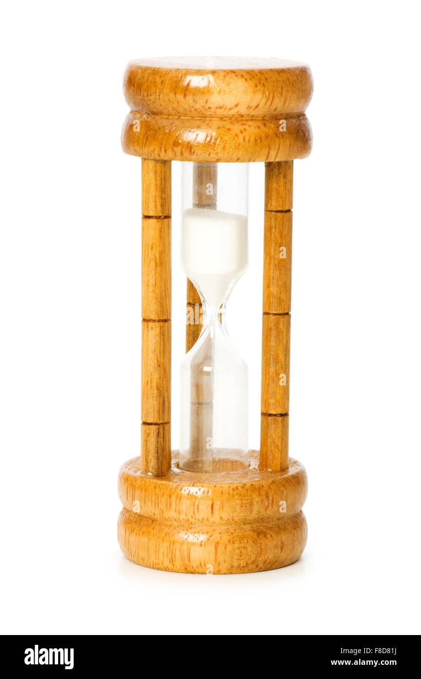 Wooden hourglass isolated on the white background Stock Photo - Alamy